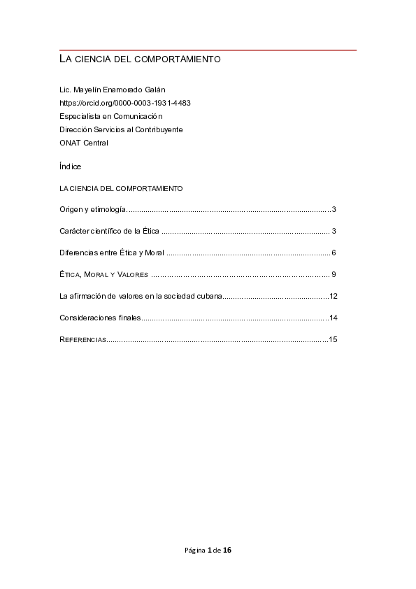 (DOC) La ciencia del comportamiento