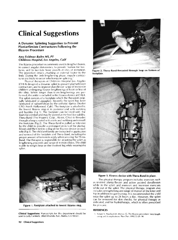 (PDF) A Dynamic Splinting Suggestion to Prevent Plantarflexion ...