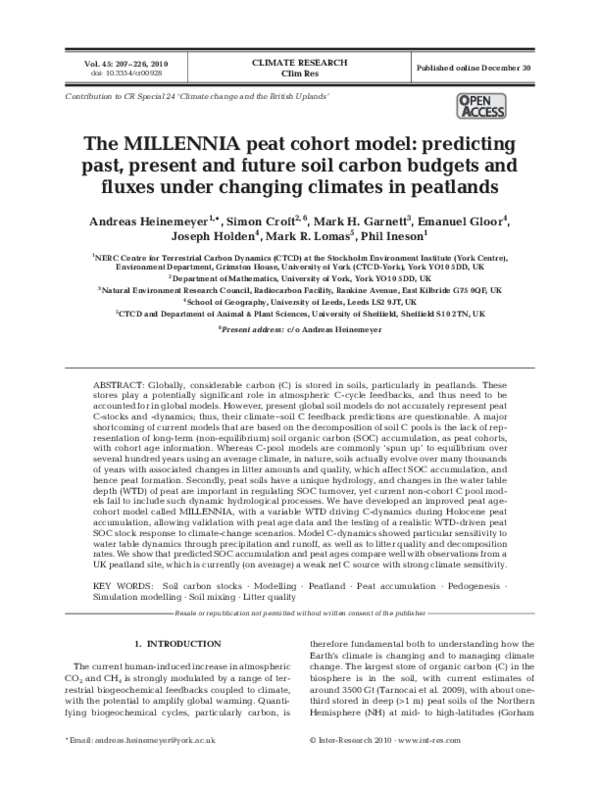 (PDF) The MILLENNIA peat cohort model: predicting past, present and ...