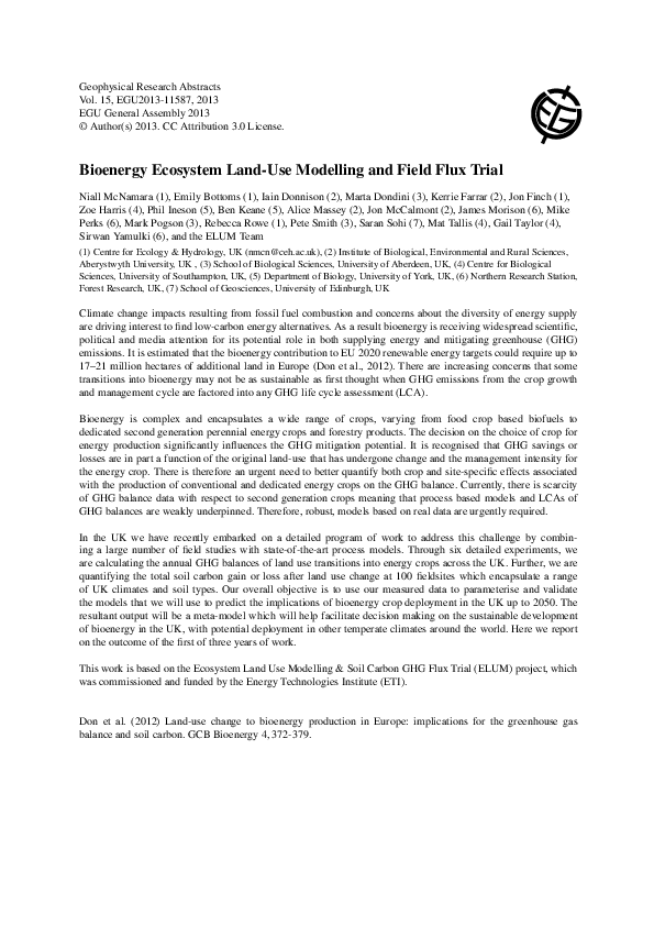 (PDF) Bioenergy ecosystem land-use modelling and field flux trial