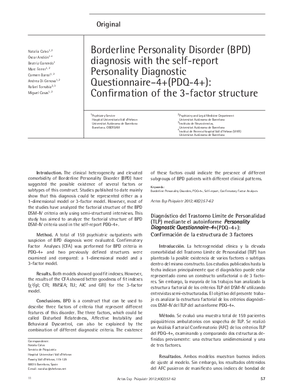(PDF) Borderline Personality Disorder (BPD) diagnosis with the self ...