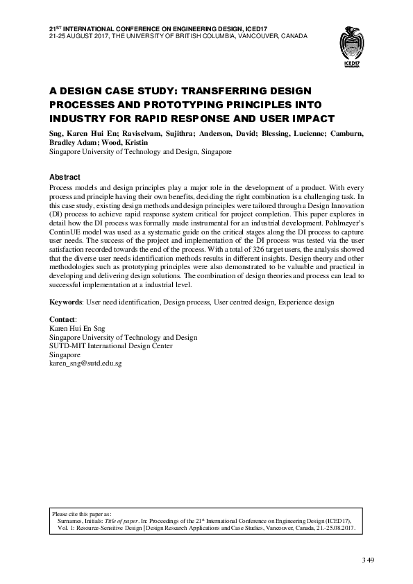 (PDF) A design case study: Transferring design processes and prototyping principles into ...