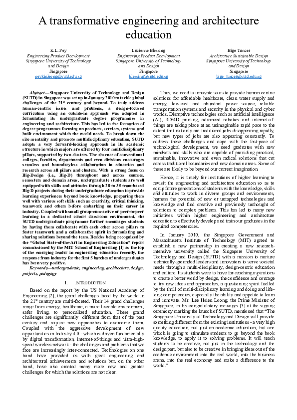 (PDF) A transformative engineering and architecture education