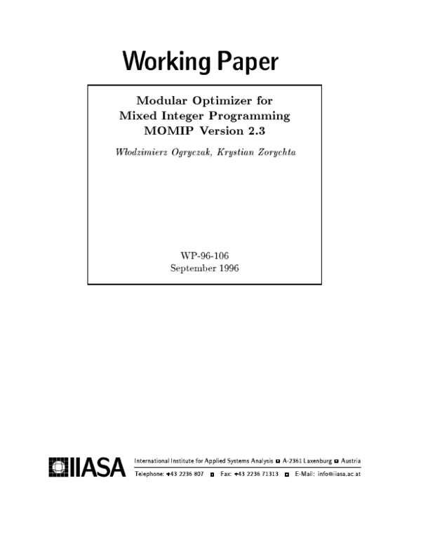 Mixed Integer Programming