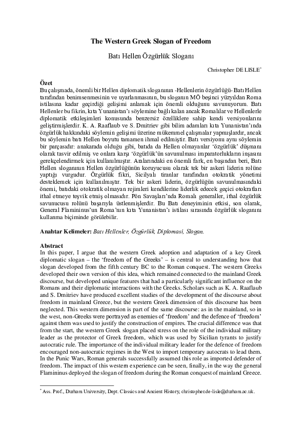 (PDF) The Western Greek Slogan of Freedom