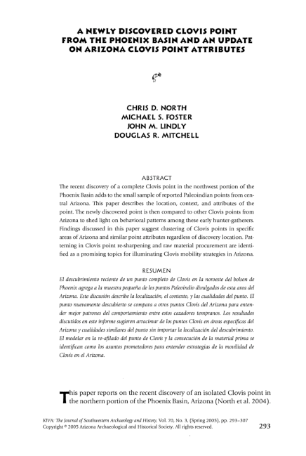 (PDF) A NEWLY DISCOVERED CLOVIS POINT FROM THE PHOENIX BASIN AND AN UPDATE ON ARIZONA CLOVIS ...