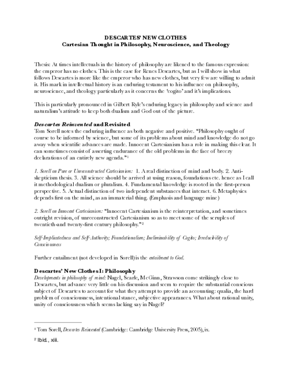 (PDF) DESCARTES' NEW CLOTHES Cartesian Thought in Philosophy ...