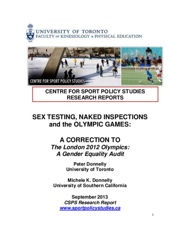 Pdf Sex Testing Naked Inspections And The Olympic Games 