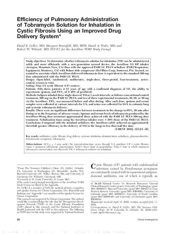 (PDF) Efficiency of Pulmonary Administration of Tobramycin Solution for ...