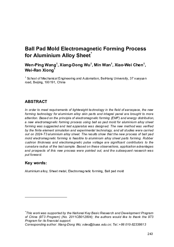 (PDF) Ball Pad Mold Electromagnetic Forming Process for Aluminium Alloy Sheet