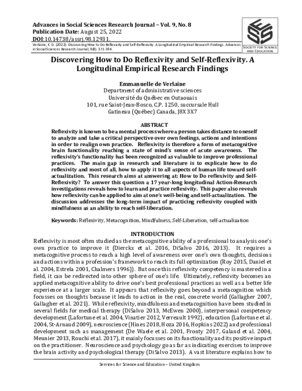 (PDF) Discovering How to Do Reflexivity and Self-Reflexivity. A ...
