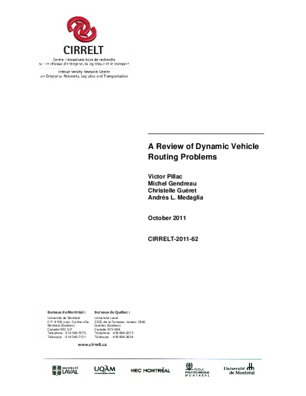 (PDF) A review of dynamic vehicle routing problems