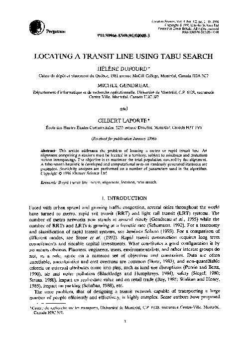 (PDF) Locating a transit line using tabu search | Michel Gendreau - Academia.edu