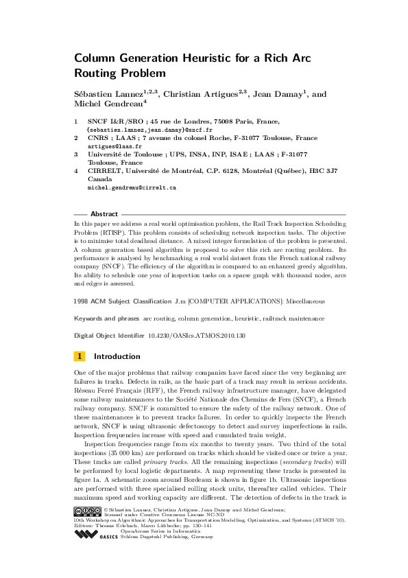Column Generation Heuristic For A Rich Arc Routing Problem 
