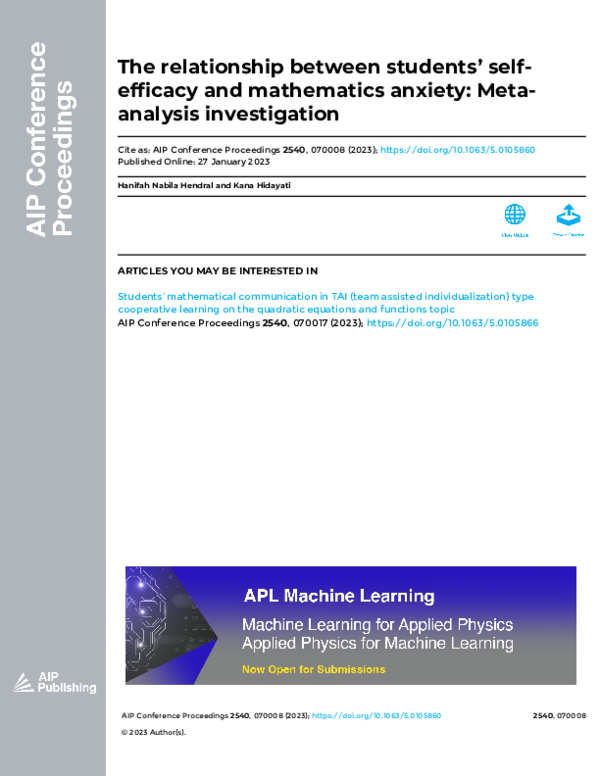 (PDF) The relationship between students’ self-efficacy and mathematics anxiety: Meta-analysis ...