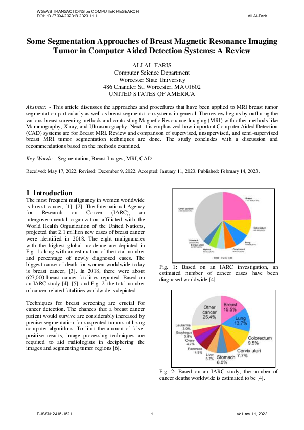 Pdf Some Segmentation Approaches Of Breast Magnetic Resonance Imaging Tumor In Computer Aided