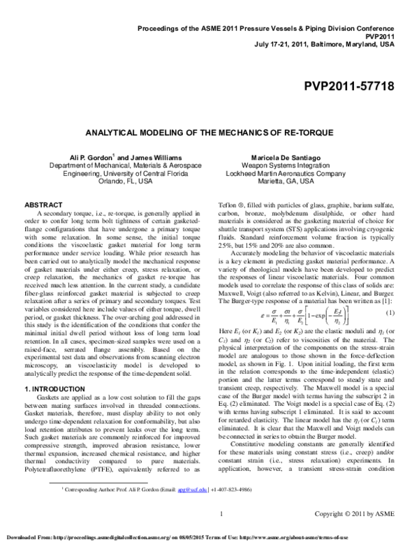 (PDF) Analytical Modeling of the Mechanics of Re-Torque