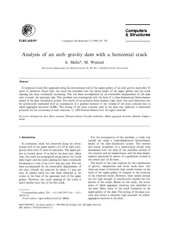 (PDF) Analysis of an arch–gravity dam with a horizontal crack