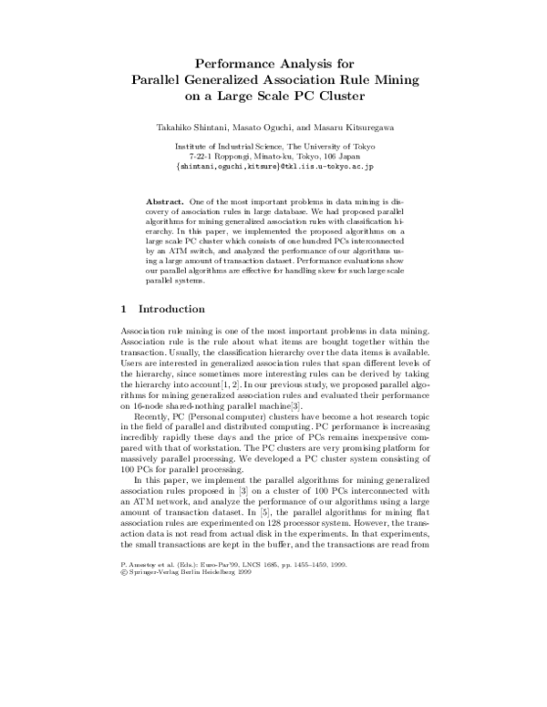 Pdf Performance Analysis For Parallel Generalized Association Rule 0188