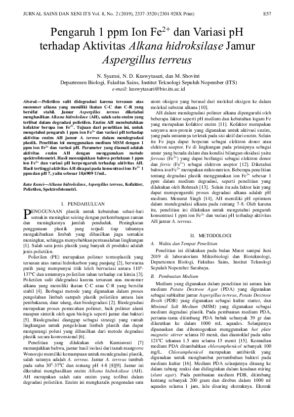 (PDF) Pengaruh 1 ppm Ion Fe2+ dan Variasi pH terhadap Aktivitas Alkana ...