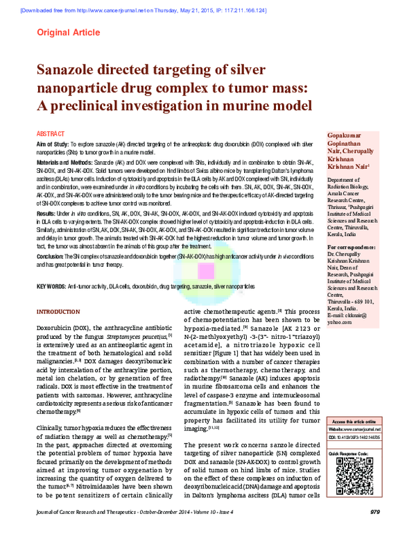 (PDF) Sanazole directed targeting of silver nanoparticle drug complex ...