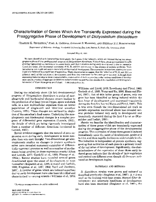(PDF) Characterization of genes which are transiently expressed during ...