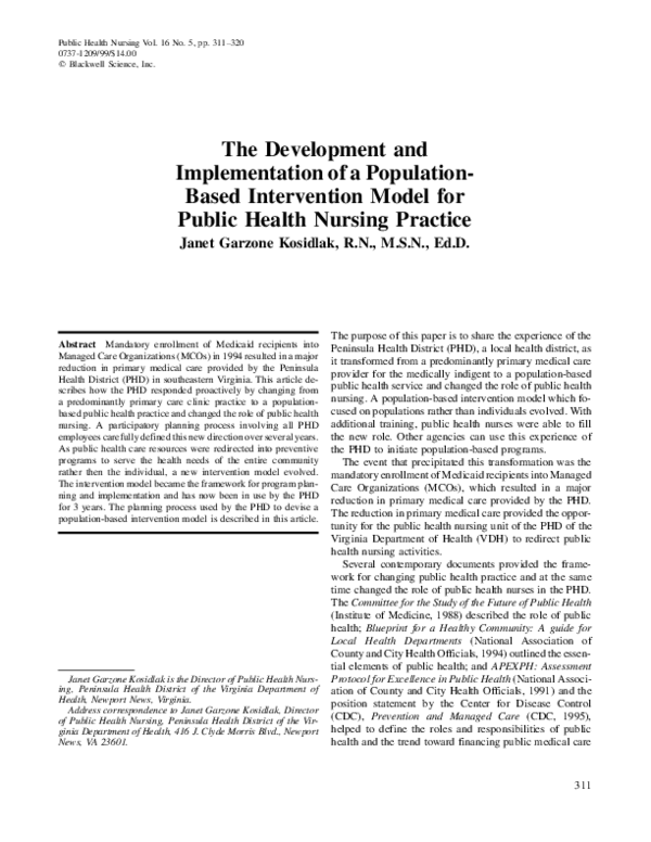 (PDF) The Development and Implementation of a Population-Based ...