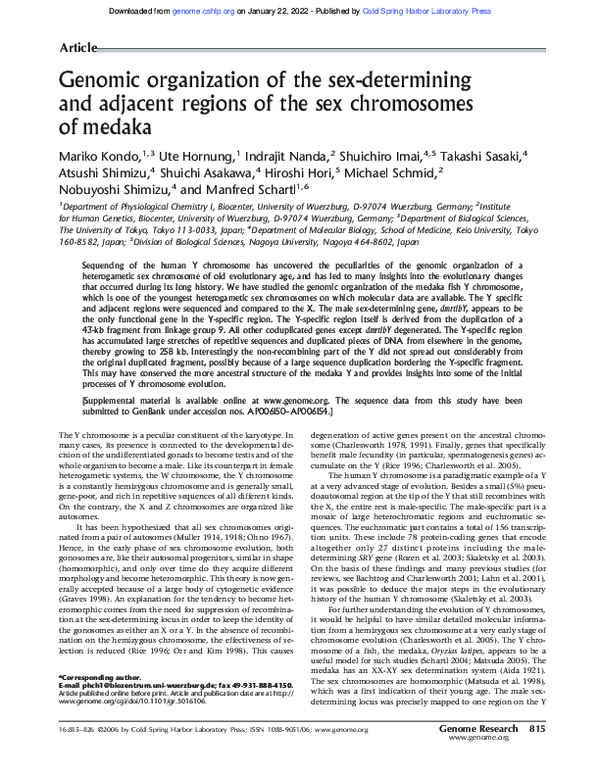 Pdf Genomic Organization Of The Sex Determining And Adjacent Regions