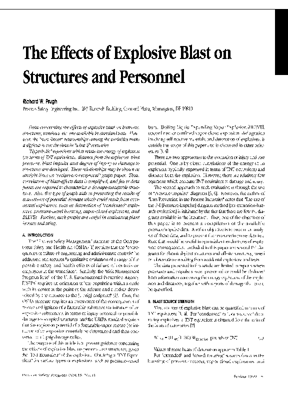 (PDF) The effects of explosive blast on structures and personnel