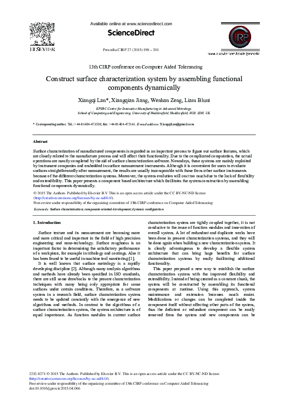 (PDF) Construct Surface Characterization System by Assembling ... (PDF) Construct Surface Characterization System by Assembling ...