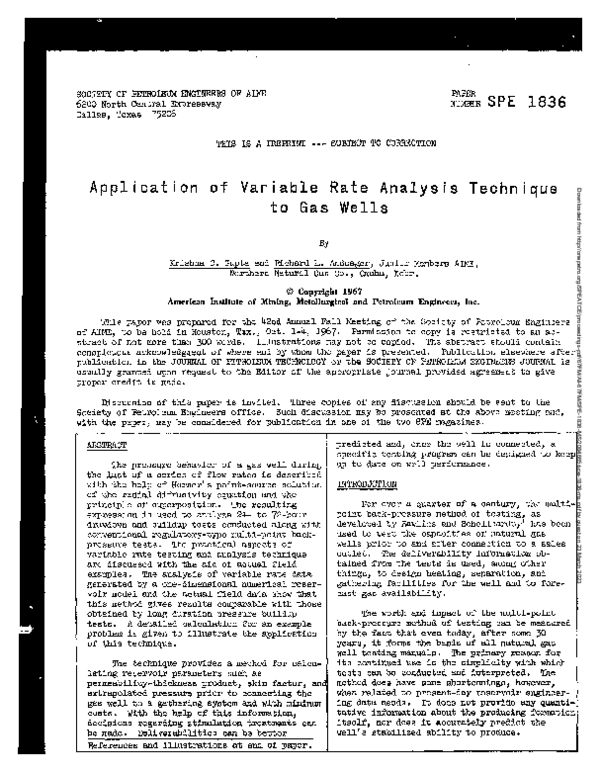 (PDF) Application of Variable Rate Analysis Technique to Gas Wells