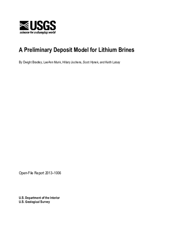(PDF) A preliminary deposit model for lithium brines