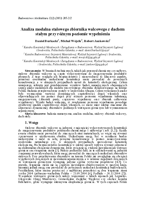 (PDF) The modal analysis of cylindrical steel tank with selfsupported ...