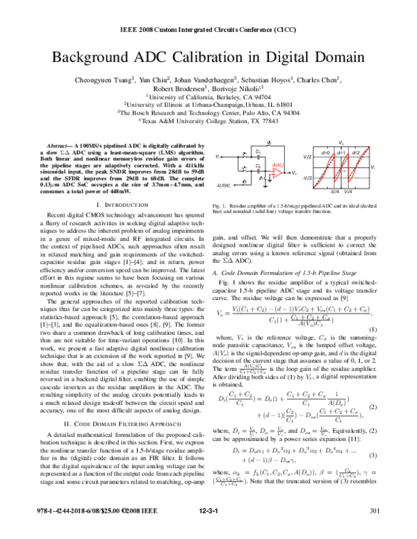 (PDF) Background ADC calibration in digital domain | Yun Chiu - Academia.edu