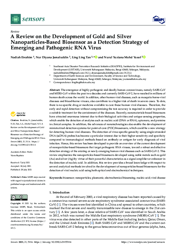 (PDF) A Review on the Development of Gold and Silver Nanoparticles ...