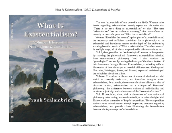 (PDF) What Is Existentialism? Vol II: Distinctions & Conclusion