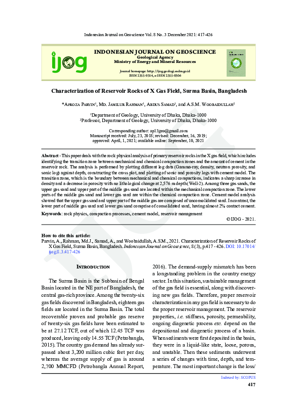 (PDF) Characterization of Reservoir Rocks of X Gas Field, Surma Basin ...