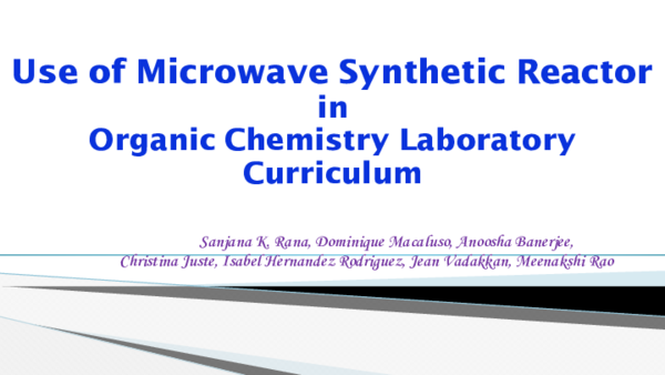 (PDF) Use of microwave synthetic reactor in organic chemistry ...