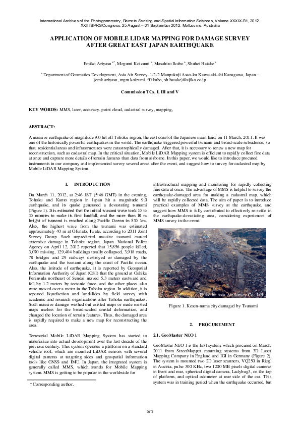 (PDF) Application of Mobile Lidar Mapping for Damage Survey After Great ...