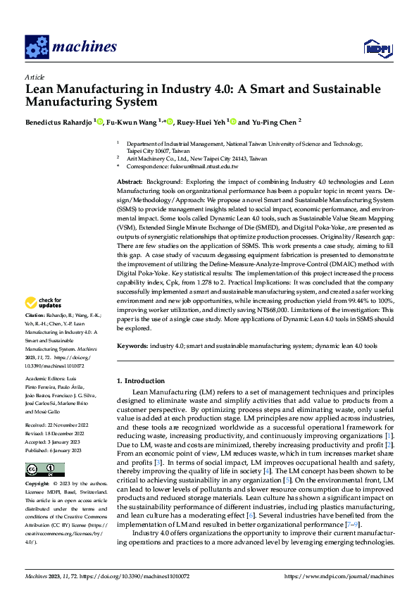 (PDF) Lean Manufacturing in Industry 4.0: A Smart and Sustainable ...