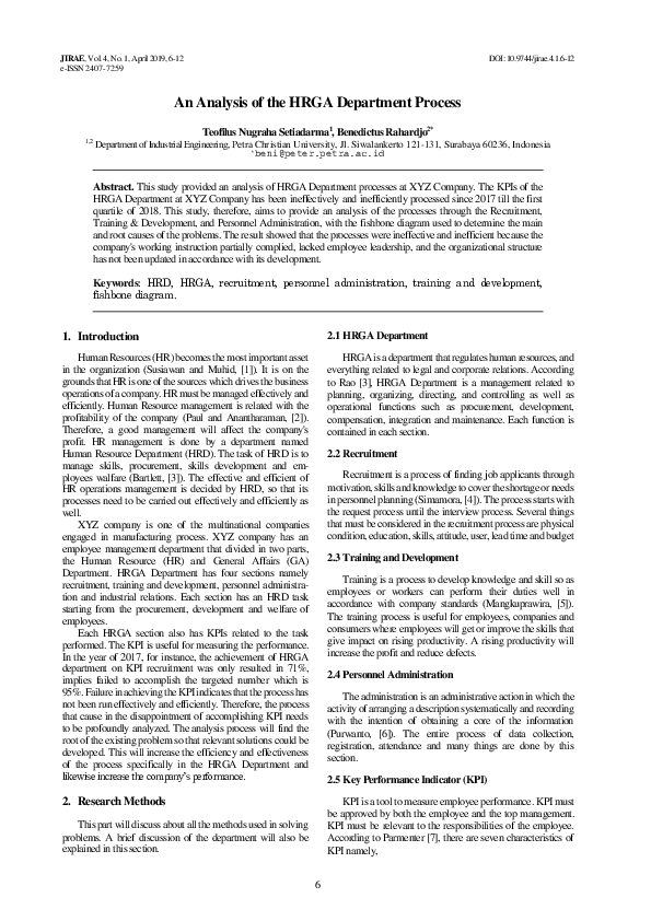 (PDF) An Analysis of the HRGA Department Process
