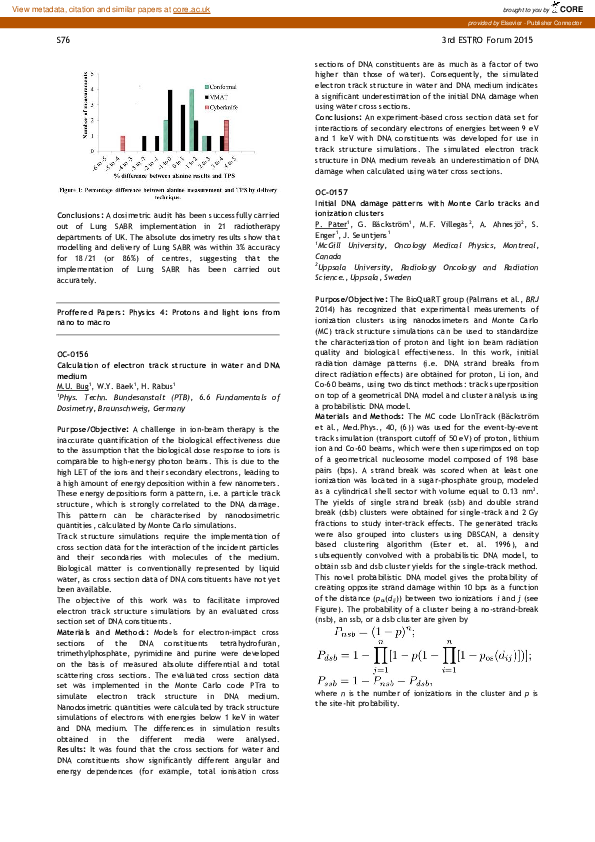(PDF) OC-0157: Initial DNA damage patterns with Monte Carlo tracks and ionization clusters