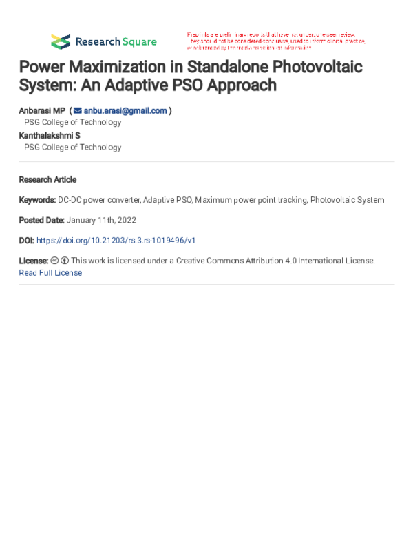 (PDF) Power maximization in standalone photovoltaic system: an adaptive ...