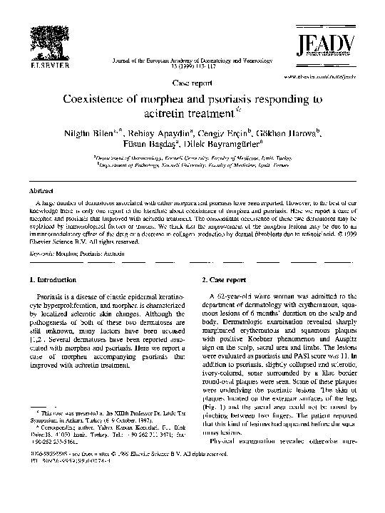 (PDF) Coexistence of morphea and psoriasis responding to acitretin ...