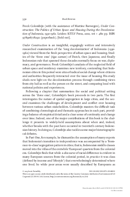 (PDF) Freek Colombijn (with the assistance of Martine Barwegen), Under ...