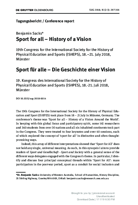 (PDF) Sport for all – History of a Vision