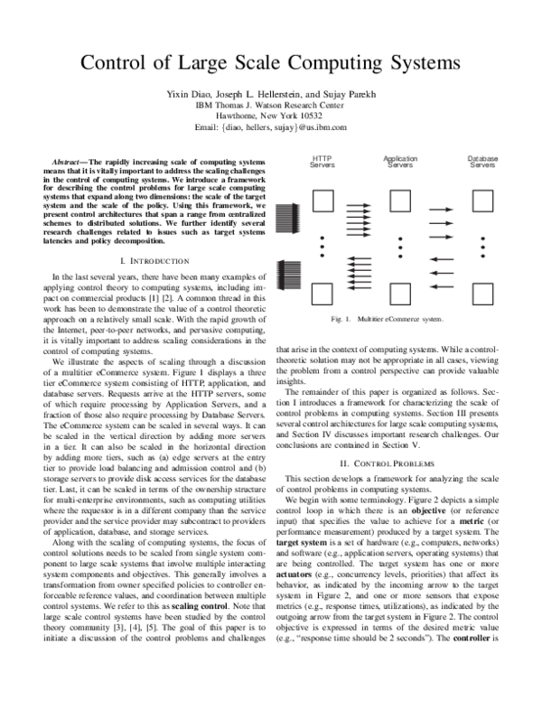 (PDF) Control of large scale computing systems | Joseph L Hellerstein - Academia.edu