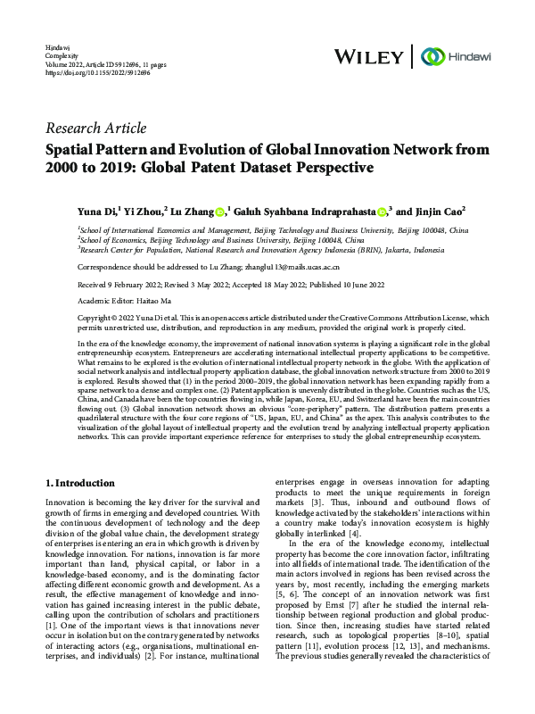 (PDF) Spatial Pattern and Evolution of Global Innovation Network from 2000 to 2019: Global ...