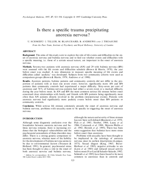 (PDF) Is there a specific trauma precipitating anorexia nervosa?
