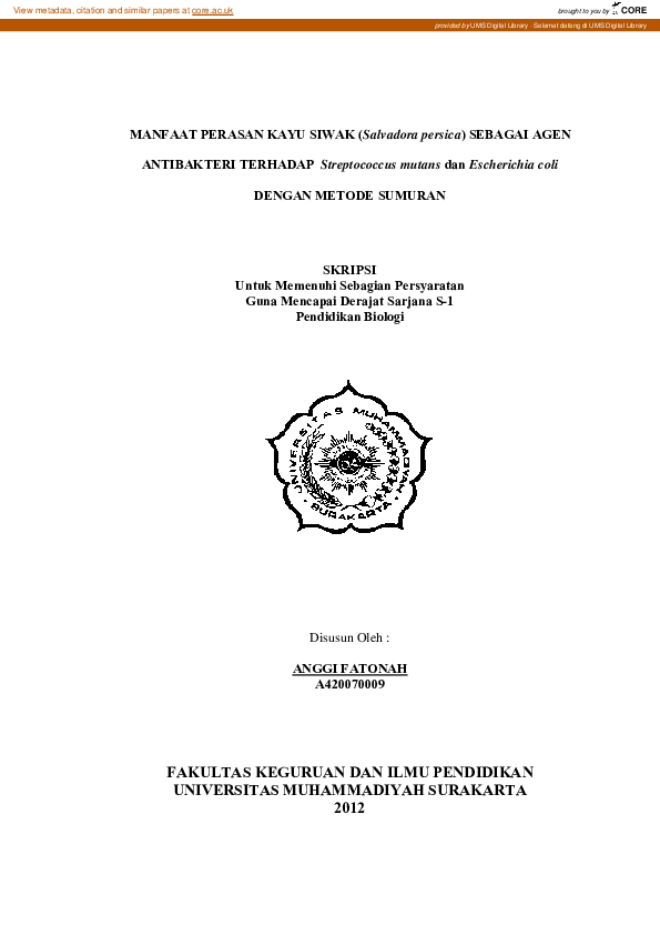 (PDF) Manfaat Perasan Kayu Siwak (Salvadora persica) Sebagai Agen ...